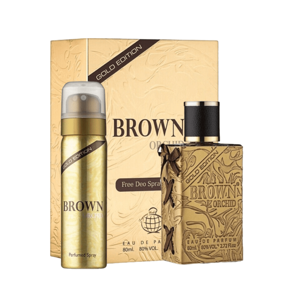 Brown Orchid Gold Edition 80ml EDP With Deodorant By Fragrance World ...